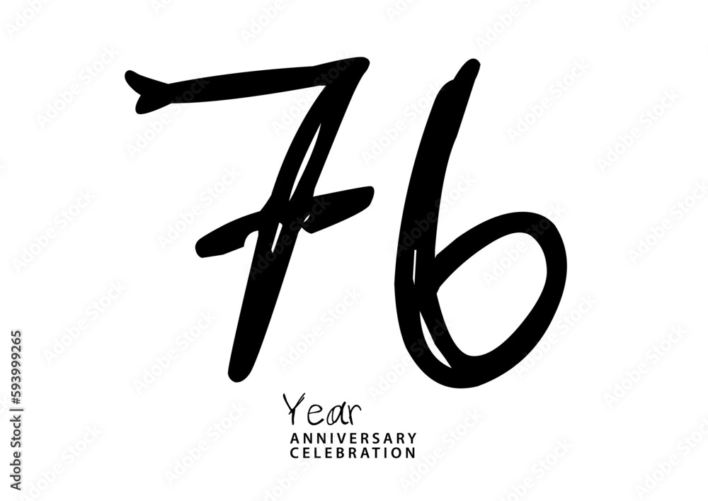 76 year anniversary celebration black color logotype vector, 76 number ...