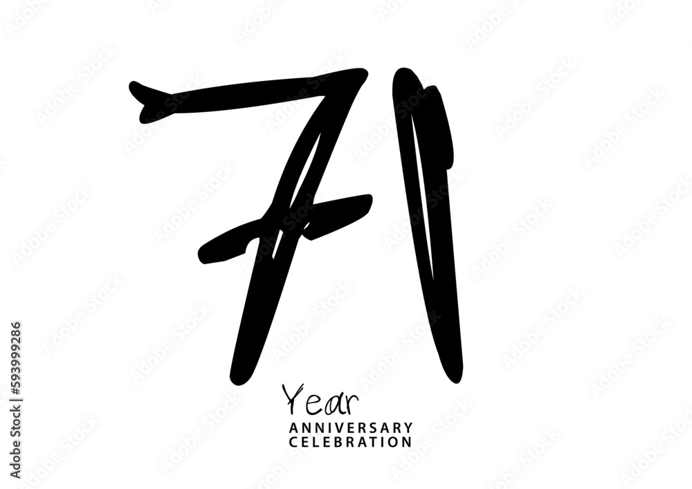 71 year anniversary celebration black color logotype vector, 71 number ...