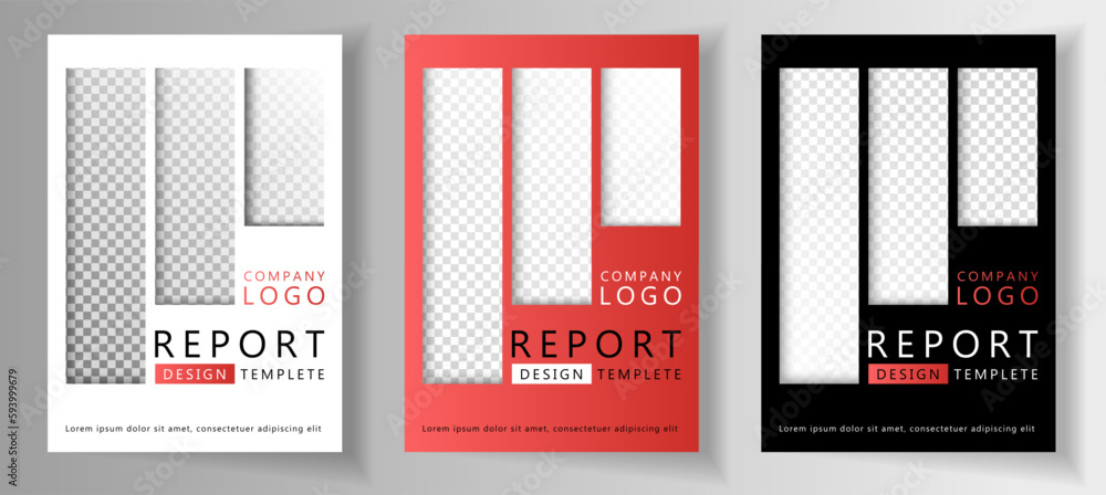 Brochure covers with empty backgrounds. Annual report layouts, business ...