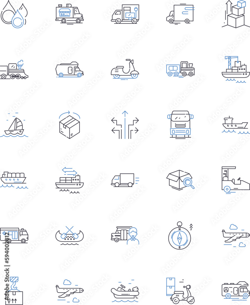 Transporting line icons collection. Shipping, Hauling, Carrying, Moving ...