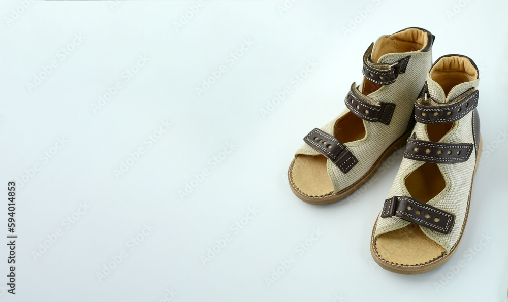 orthopedic shoes on a white background. Valgus deformity of the feet ...