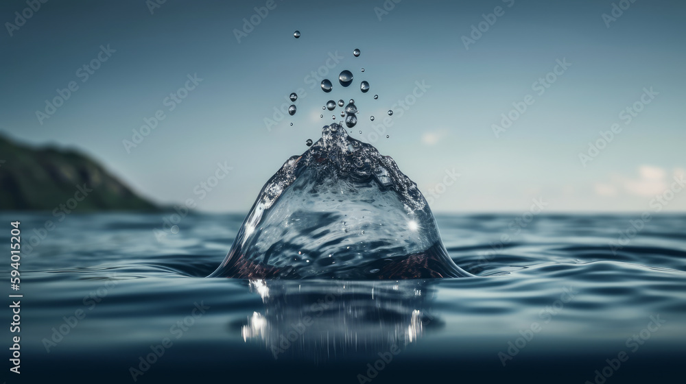 World water day. Realistic drop of water falling. Al generated Stock ...