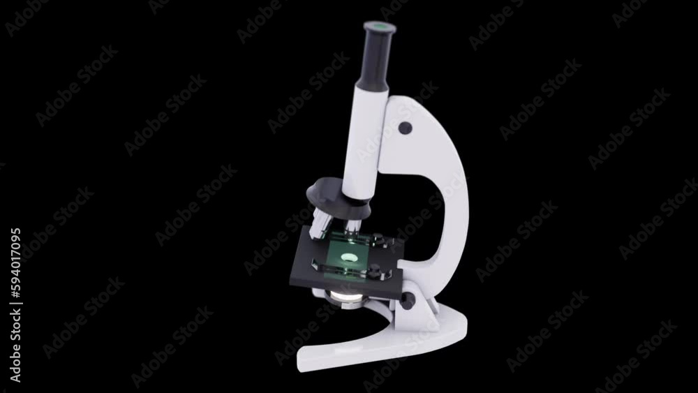 3D rendered animation of looking inside the spinning microscope ...