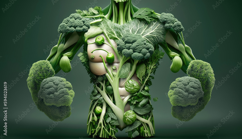 Human body shape made of Healthy of varies raw organic vegetables ...