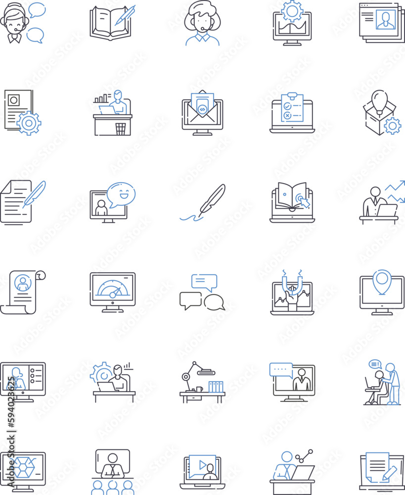 Fototapeta mapa świata dla dzieci Work schedule line icons collection ... Fototapeta mapa świata dla dzieci Work schedule line icons collection ...