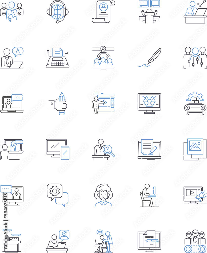 Employee base line icons collection. Workforce, Staff, Personnel, Team ...