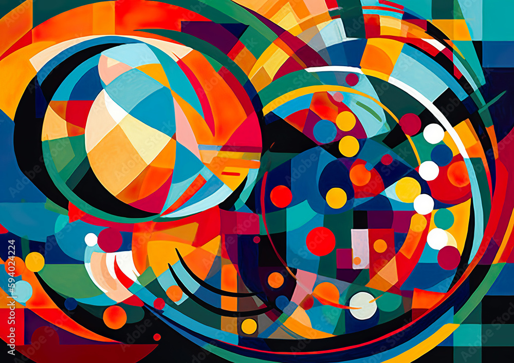 Abstract representation of ball games.Shapes and colours, background or ...