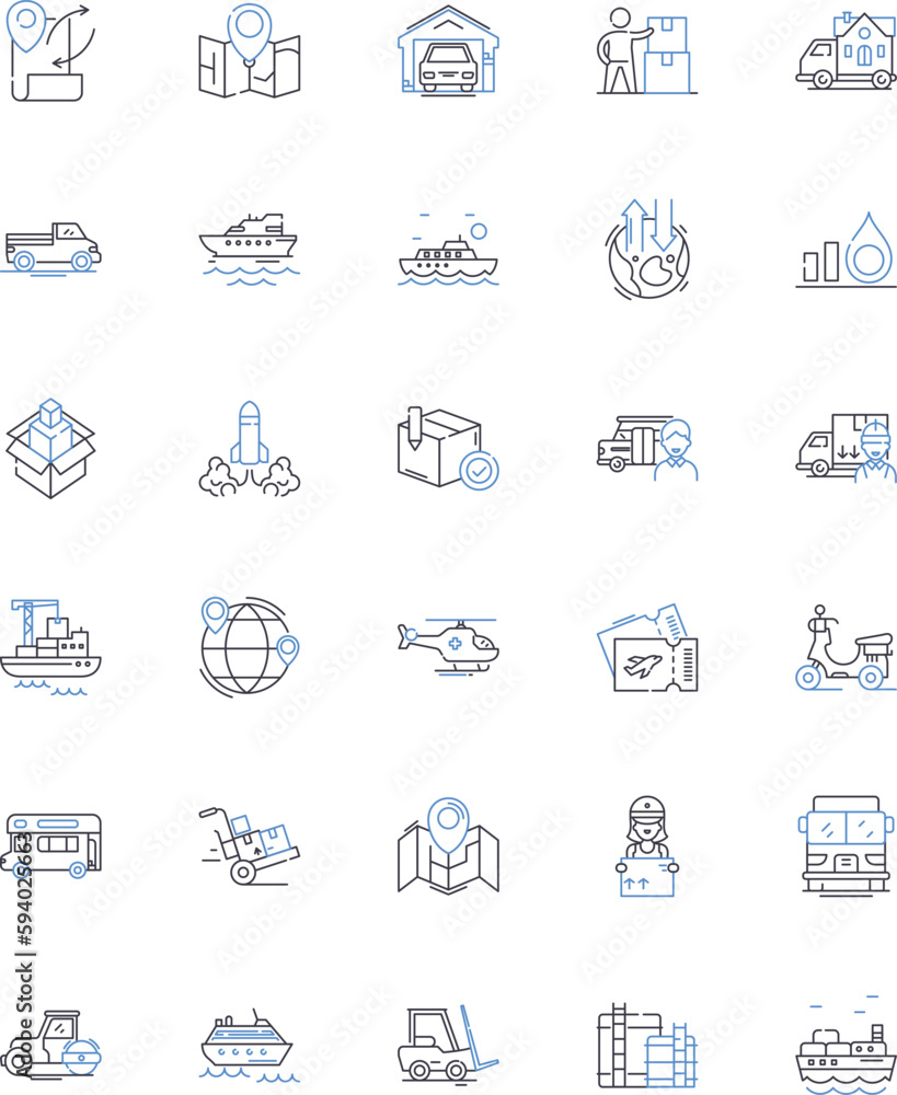 Freight line icons collection. Cargo, Shipment, Logistics, Transport ...