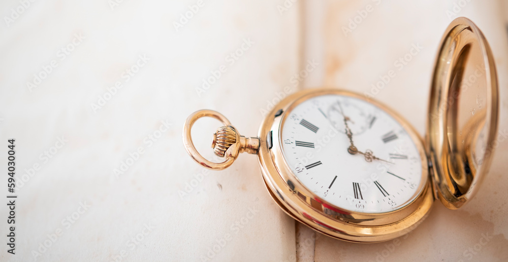 vintage gold pocket watch longines isolated on white background Stock ...