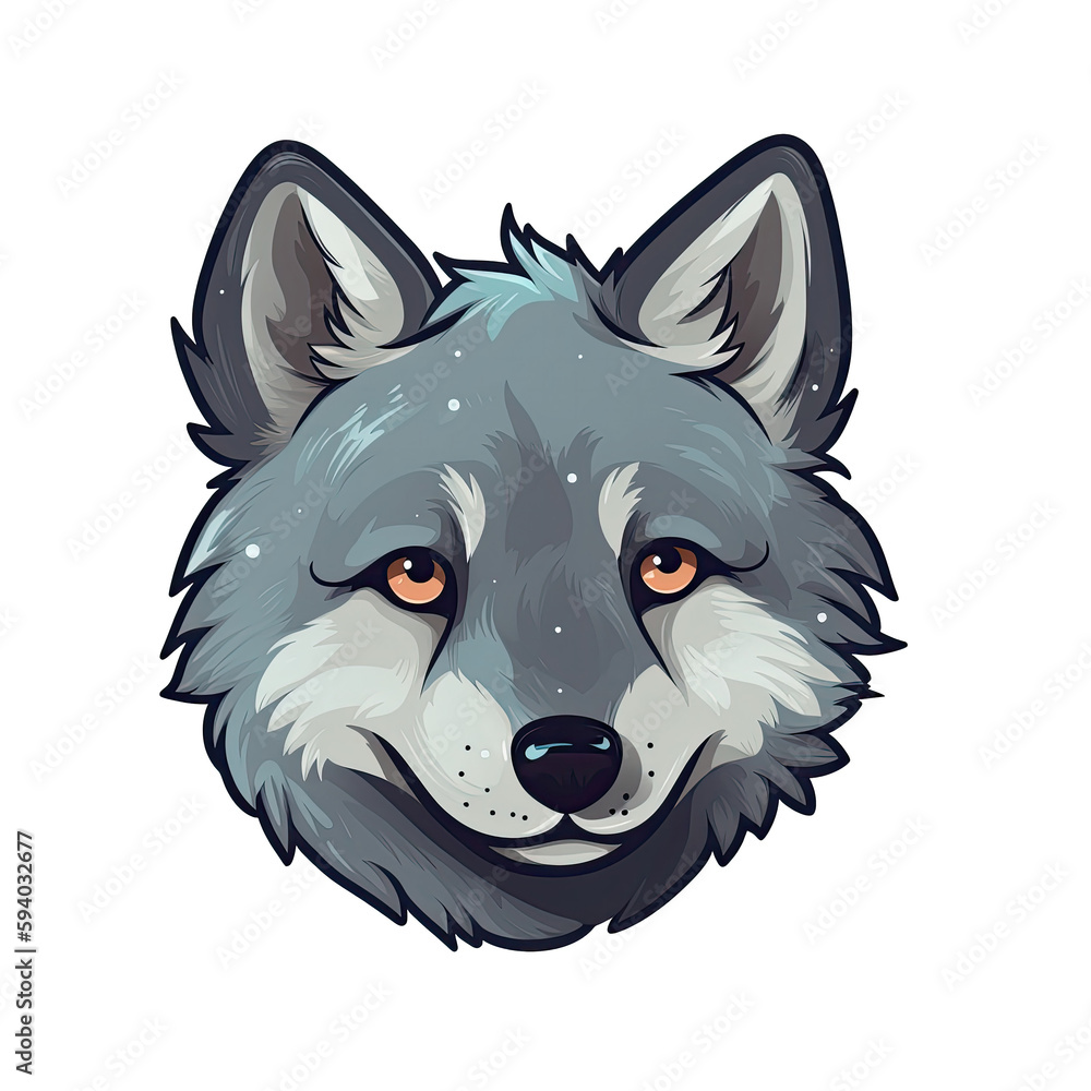 Baby Wolf Face Sticker On Isolated Transparent Background, Png, Logo ...