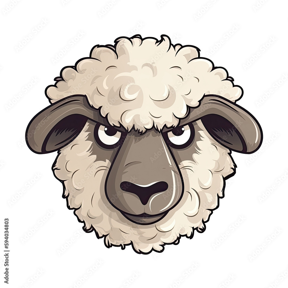 Angry Sheep Face Sticker On Isolated Transparent Background, Png, Logo ...