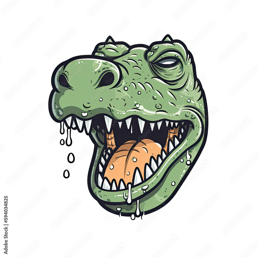Crying Crocodile Face Sticker On Isolated Transparent Background, Png ...