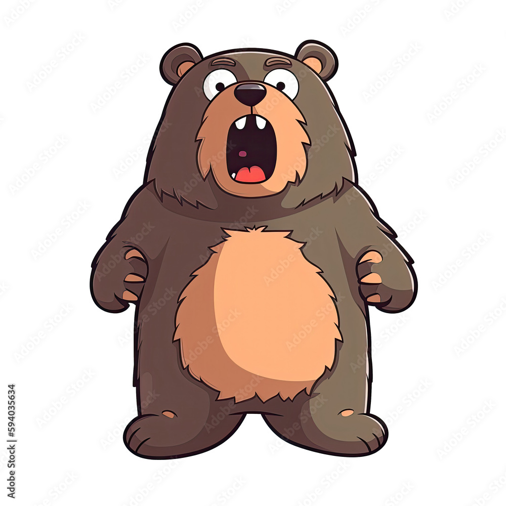 Shocked Bear Sticker On Isolated Transparent Background, Png, Logo ...