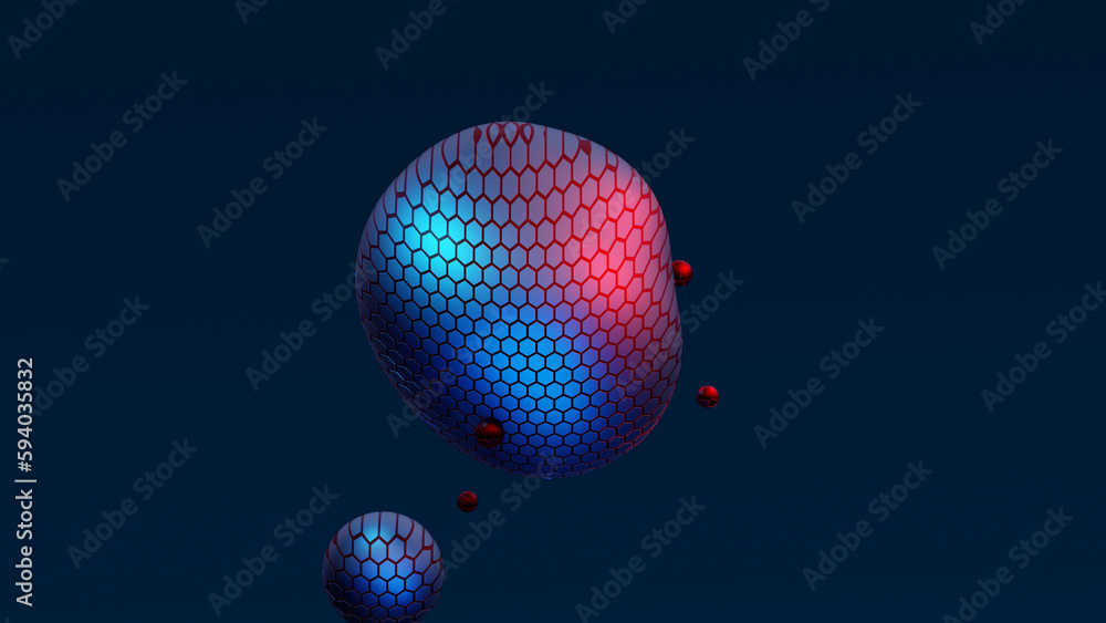 Abstract neon multicolored metaball with scale reptile texture meta ...