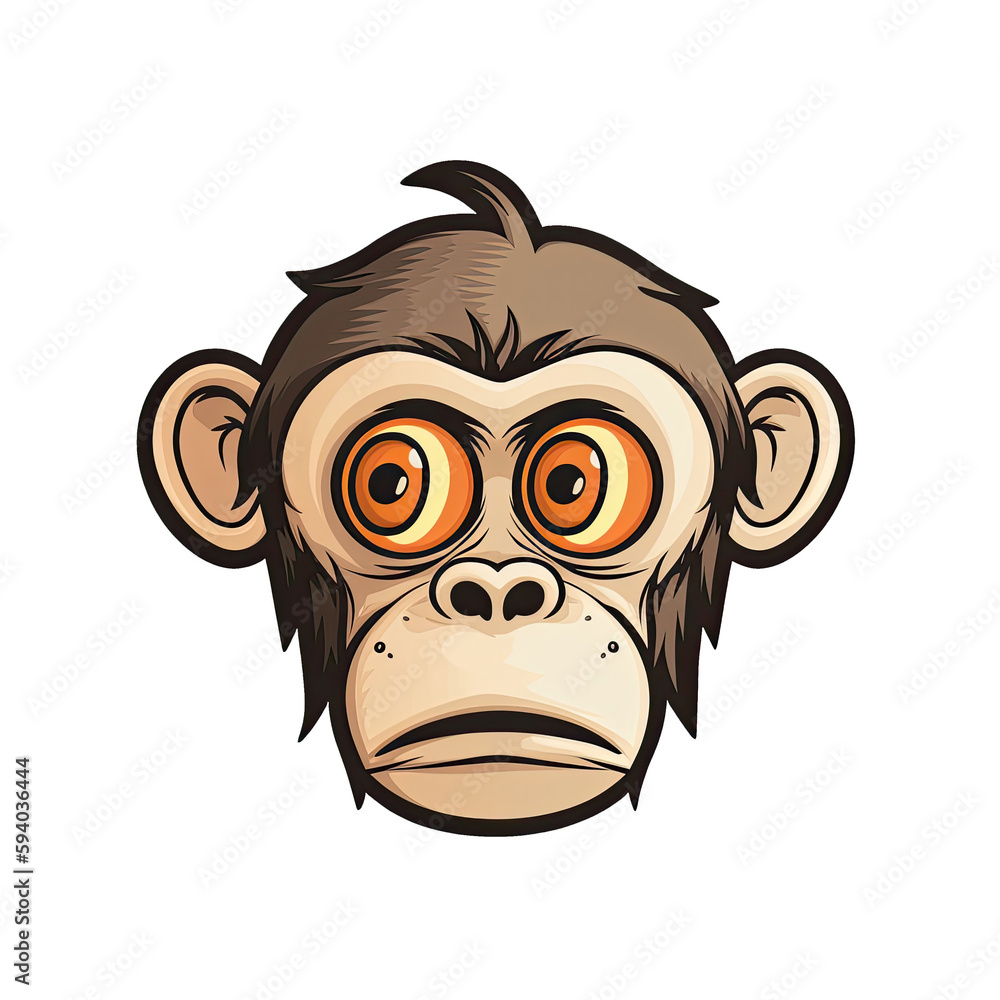 Puzzled Monkey Face Sticker On Isolated Tansparent Background, Png ...
