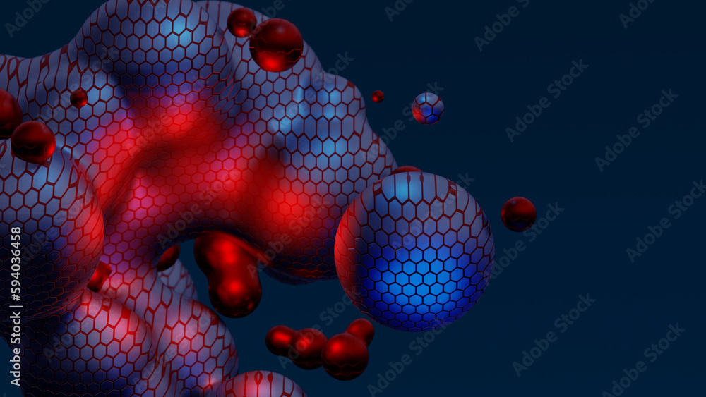 Abstract neon multicolored metaball with scale reptile texture meta ...