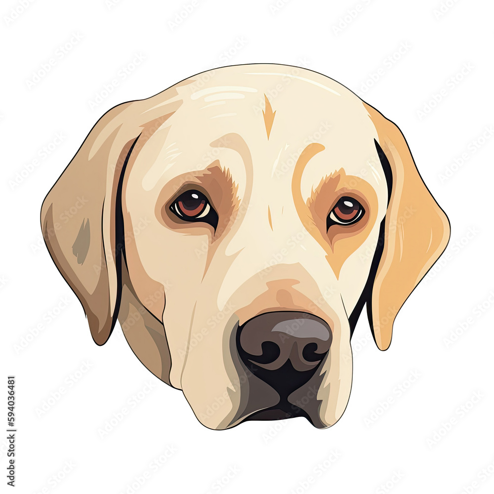 Sad Labrador Retriever Dog Face Sticker On Isolated Tansparent ...