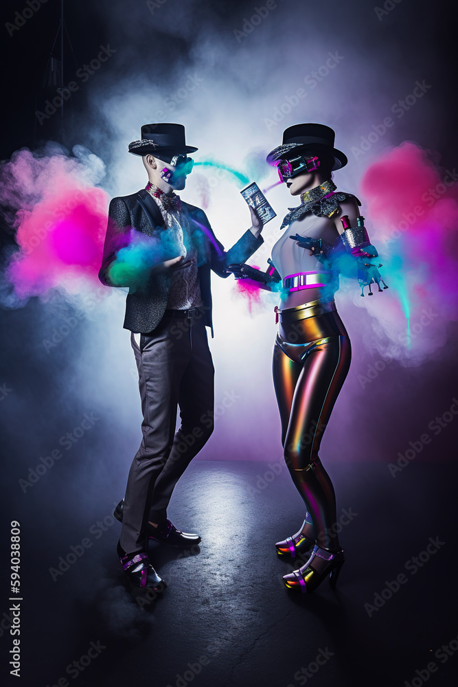 Generative AI illustration of couple of man and woman artificial ...