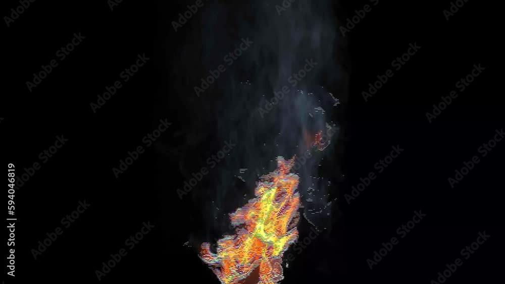 A beautiful low-budget cyberpunk holo-graphic fire with smoke. Stock ...