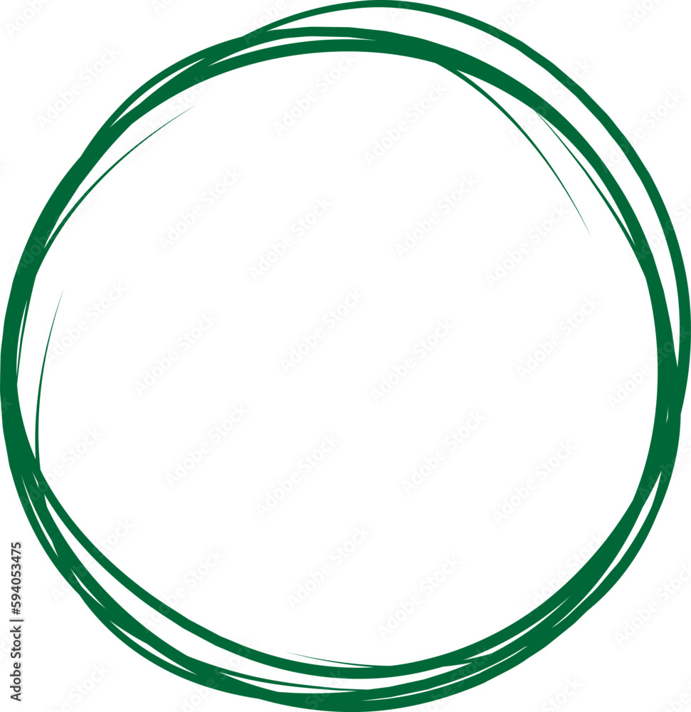 Green circle line hand drawn. Highlight hand drawing circle isolated on ...