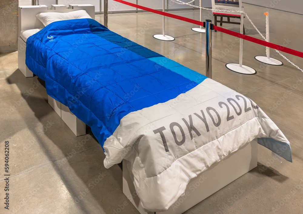 Tokyo Japan Nov 29 2021 Recycled Cardboard Bed Used By Tokyo 2020