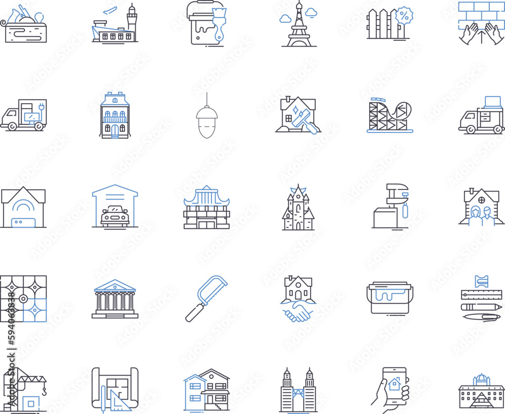 Residences line icons collection. Apartment, Condominium, Villa, Duplex ...