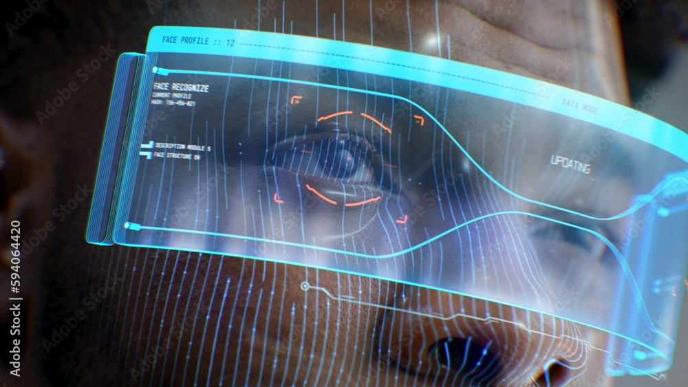 Foto de Close up face portrait of young African American man with ...