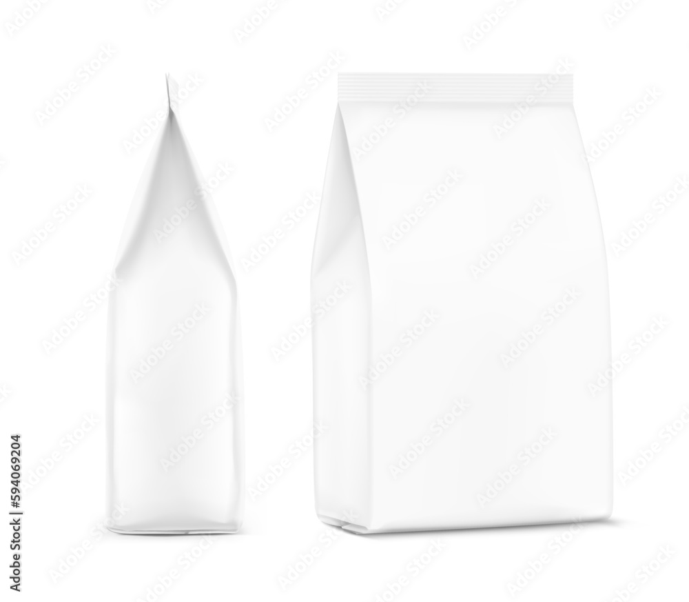 Flat bottom package bag mockup. Vector illustration isolated on white ...