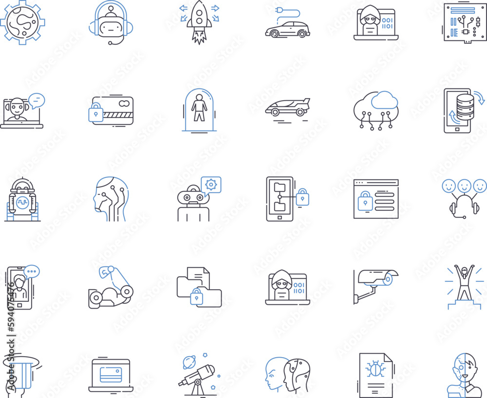 Information Security Line Icons Collection Encryption Vulnerability