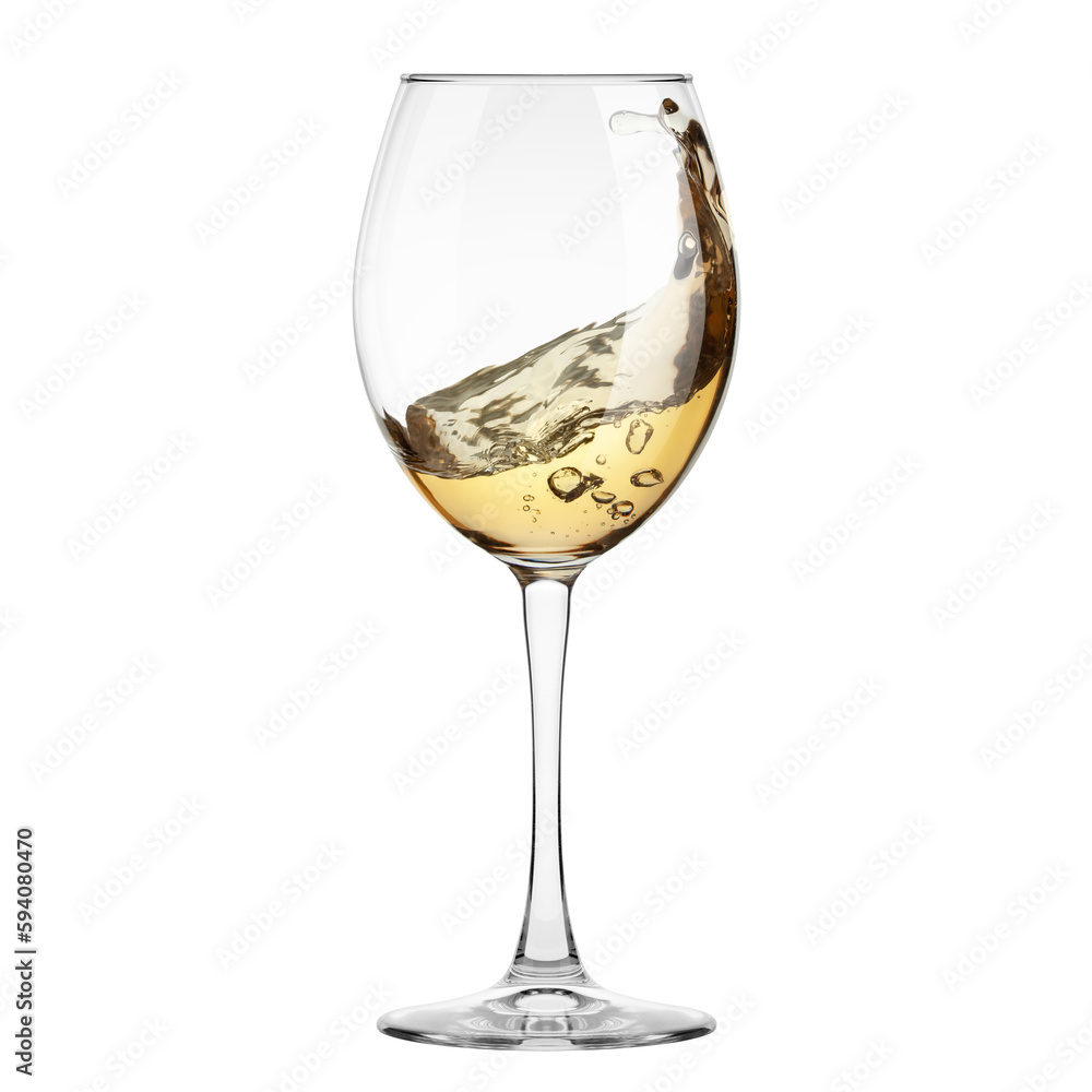 white Wine in glass isolated on white background, full depth of field ...