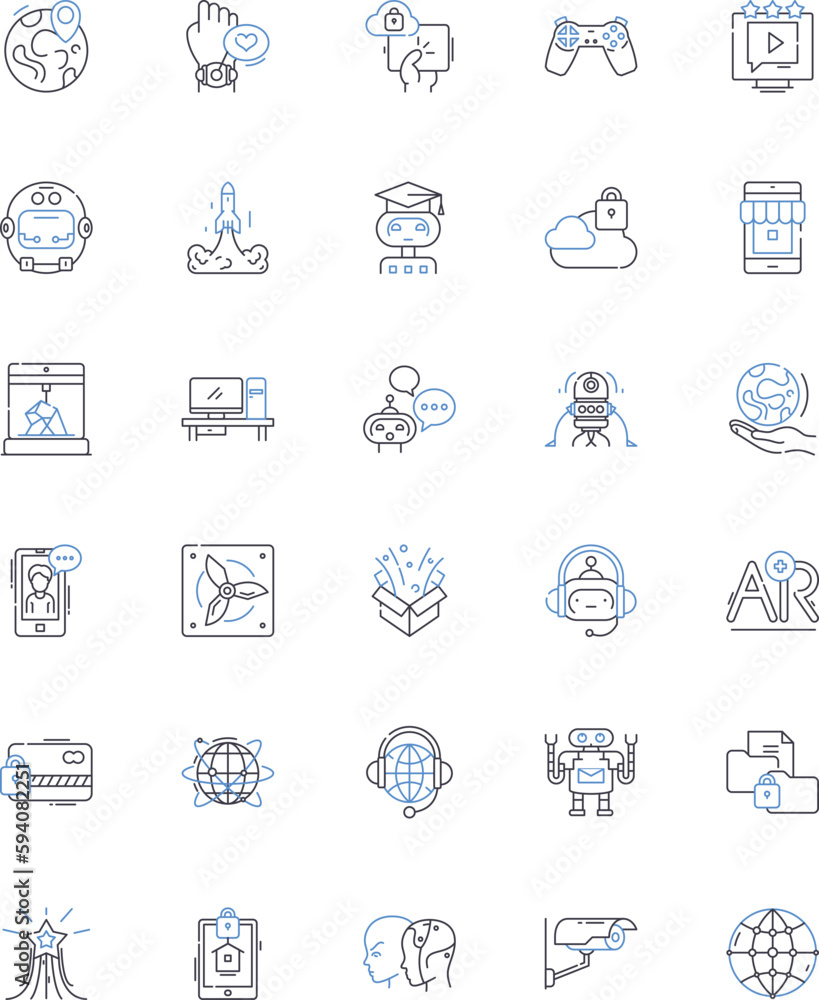 Data Tech Line Icons Collection Algorithm Analytics Big Data Blockchain Cloud Code