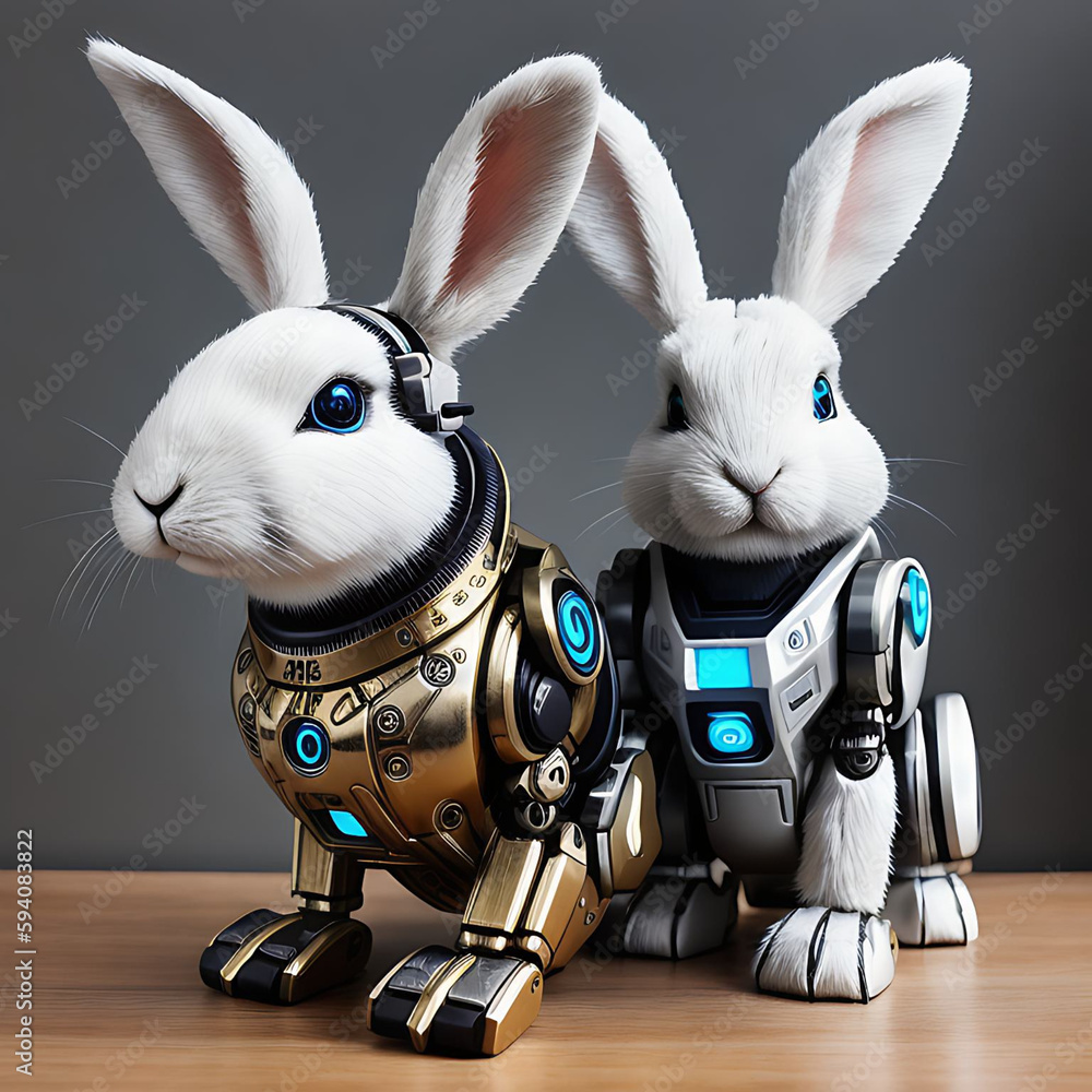 Super Realistic 3D Mechanical Cyborg Rabbits Photorealistic ...