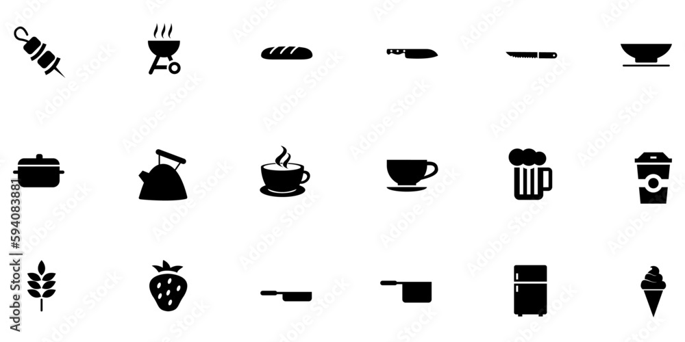 food vector set, icon, symbol, logo, clipart, isolated. vector ...
