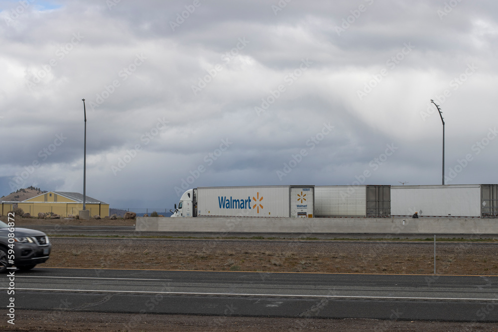 Weed, CA, USA - Mar 19, 2022: A Walmart truck is seen parked among ...