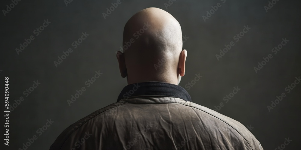 Rear view of a man with a bald head, concept of Baldness perception ...