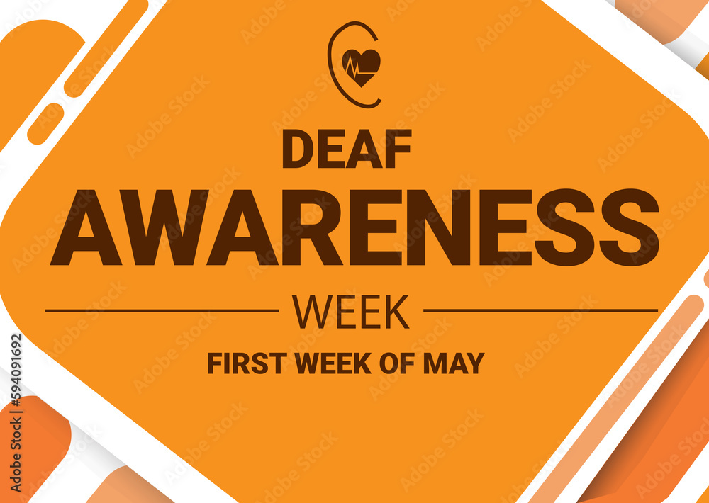 Deaf Awareness Week background design with yellow shapes and typography ...