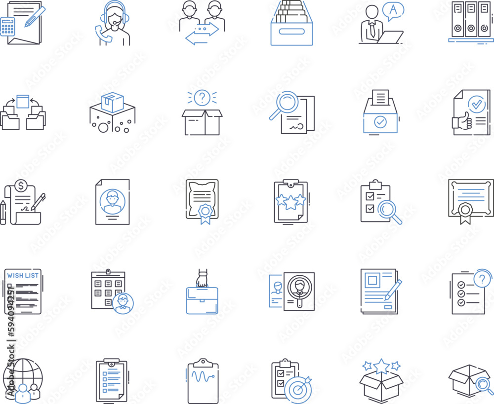 Records Keeping Line Icons Collection Storage Catalog Indexing Archival Filing Logging