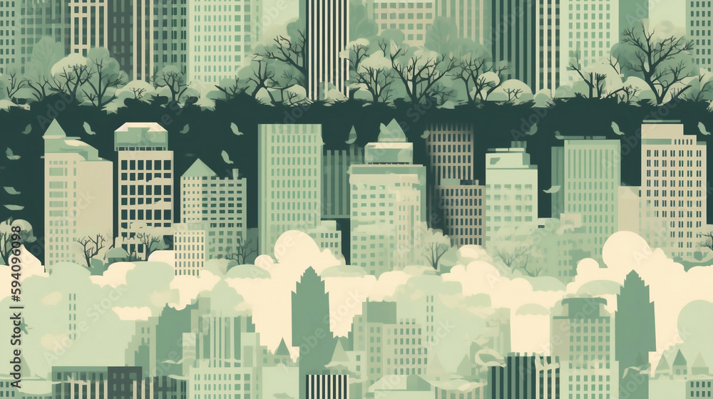 Cityscape merge into colossal trees, creating a unique urban-forest ...