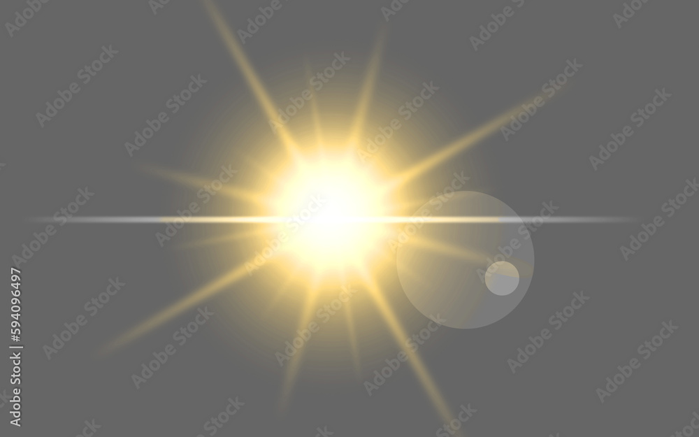 Digital, lens flare and isolated on transparent background with ...