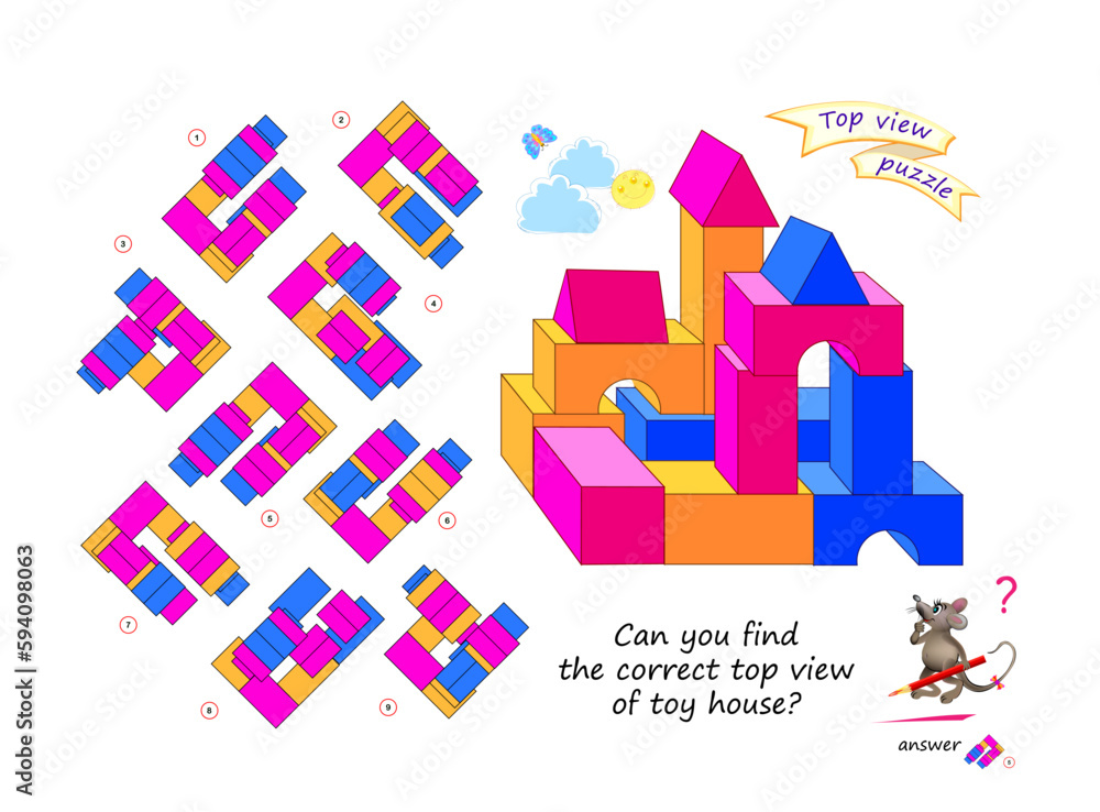Logic puzzle game for children and adults. Can you find the correct top ...