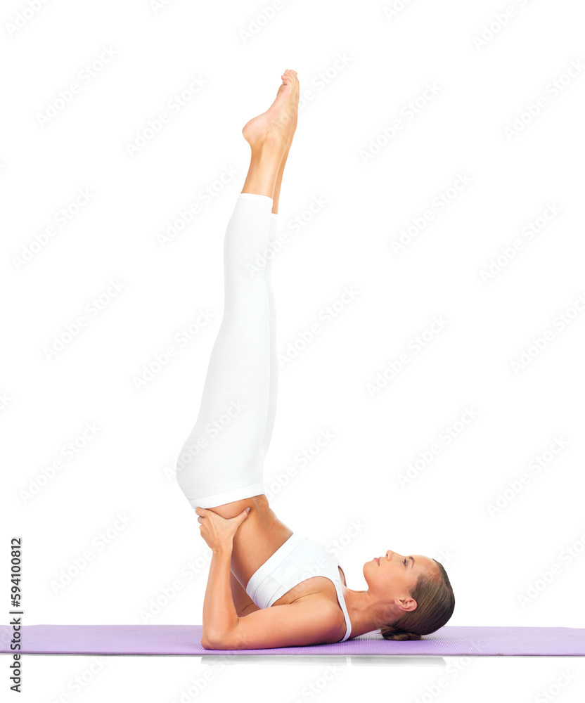 Fitness, yoga and woman in a workout position for exercise, performance ...