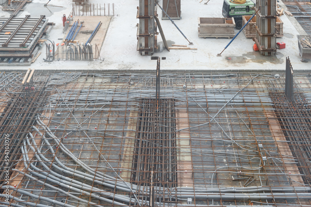 Large square footage of a commercial building with concrete forms ...