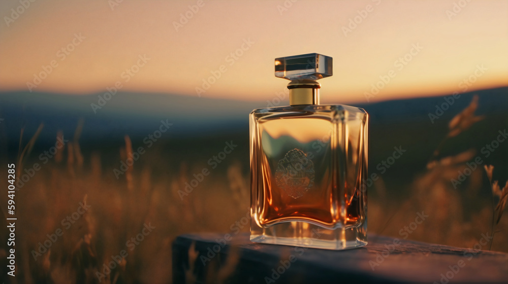 Photorealistic 4k Photo rose Perfume bottle in a modern and simple ...