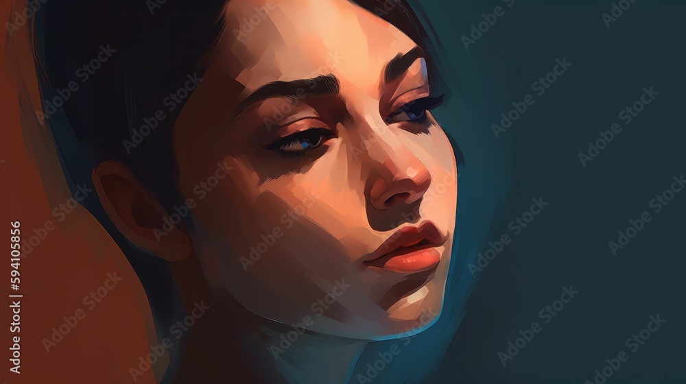 Digital art of a human face with clean lines Stock Illustration | Adobe ...