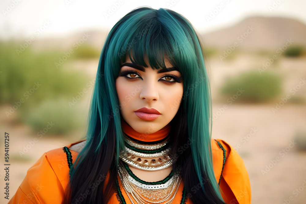 Portrait of a beautiful young tribal woman. Neural network AI generated ...