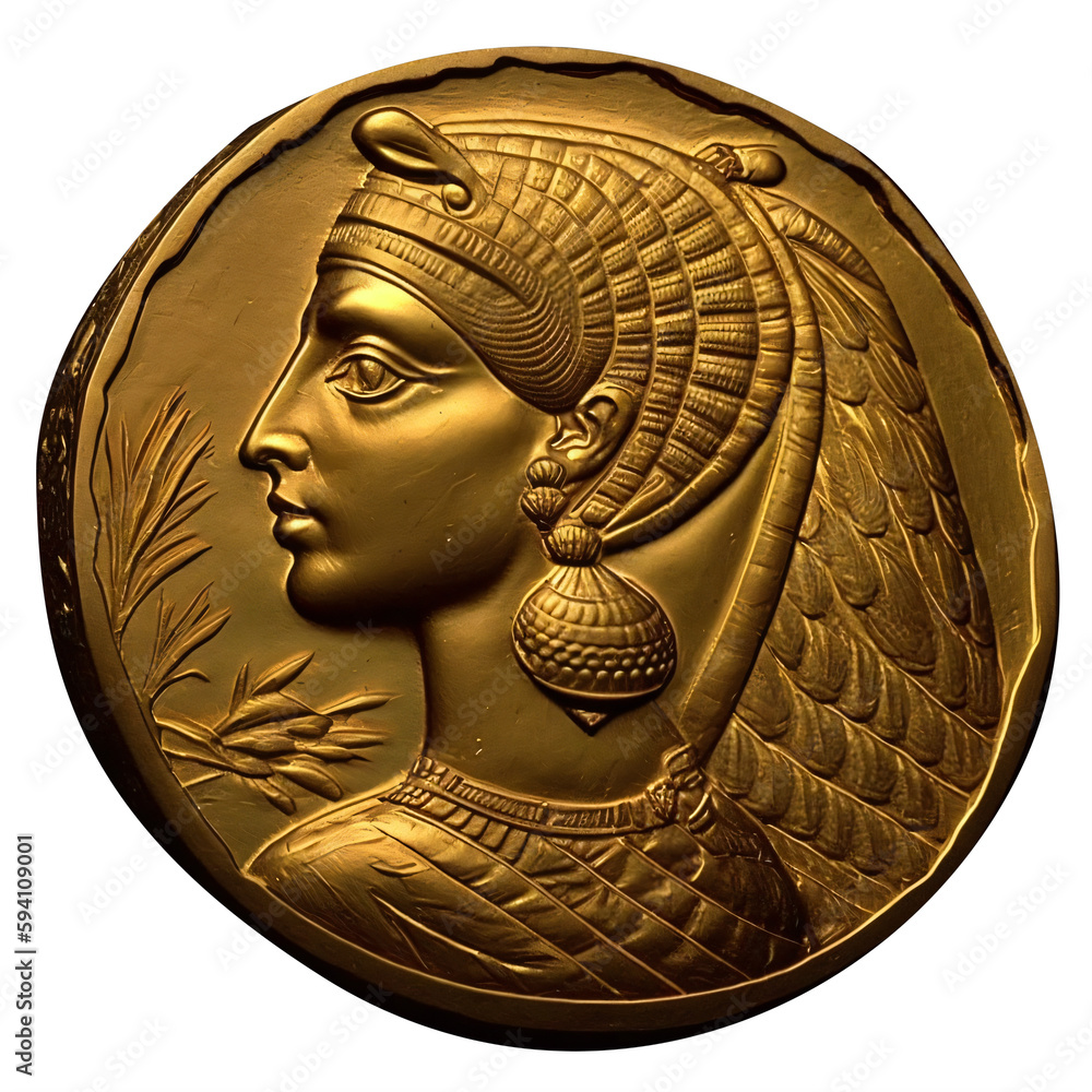 egyptian goddess gold coin transparent background Generative Ai Stock ...