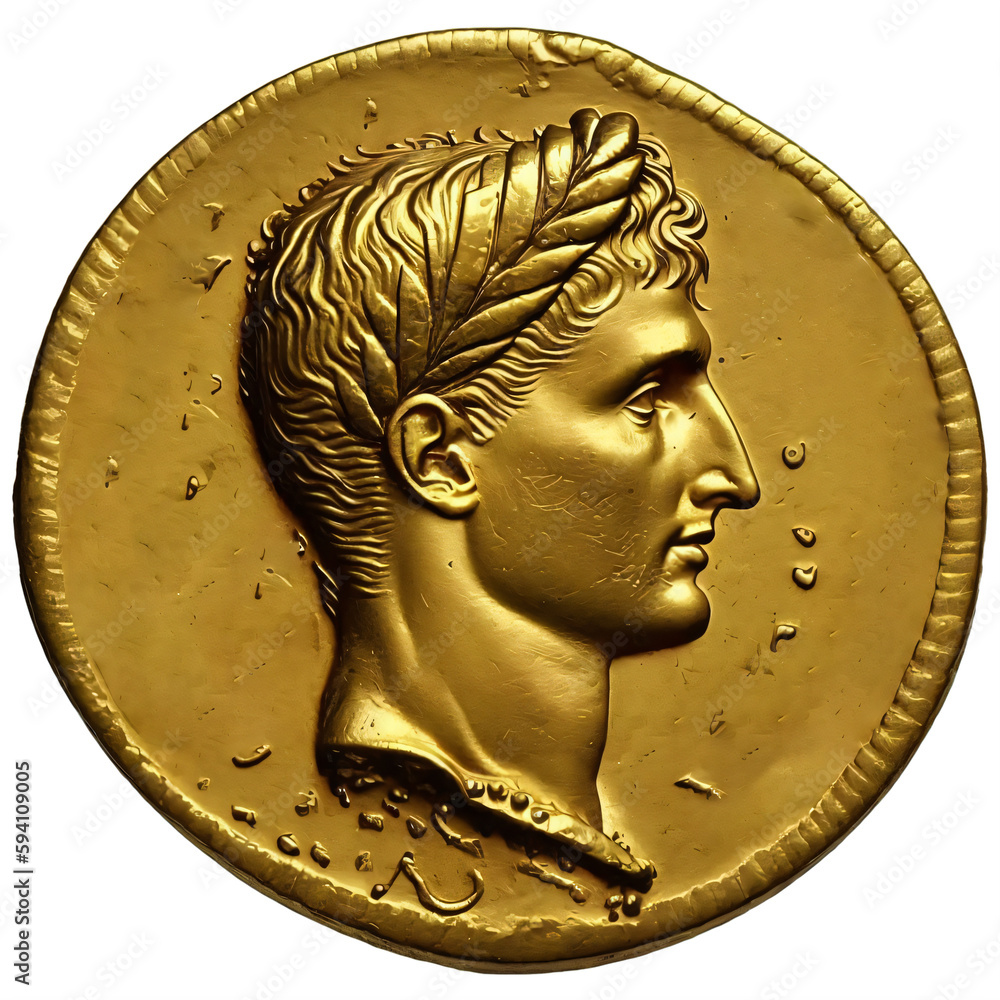 caesars gold coin transparent background Generative Ai Stock ...