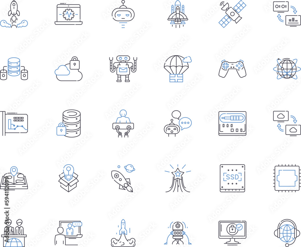 Stockvector Nerk defense line icons collection. Barricade, Bulwark ...