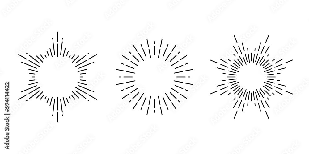 Retro sunburst frames set. Vintage sunlight rays collection. Stylized ...