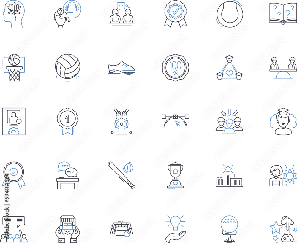 Varsity sports line icons collection. Agility, Stamina, Teamwork ...